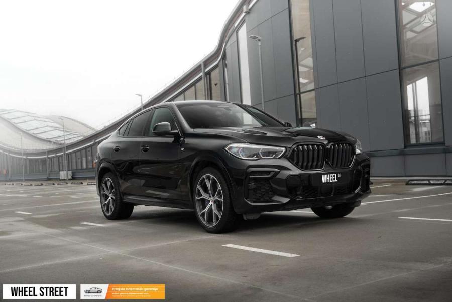 Black BMW X6 2022 in Vilnius, with an engine capacity of 2.99 L and mileage of 86 thousand km for 62500 €, photo 1 on AUTOMOTO.COM.LV