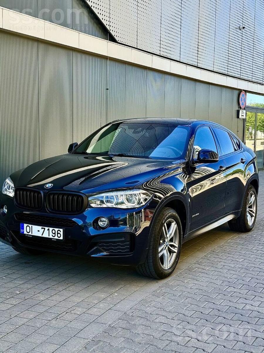 Blue BMW X6 2019 in Riga, with an engine capacity of 3.00 L and mileage of 98 thousand km for 32300 €, photo 1 on AUTOMOTO.COM.LV