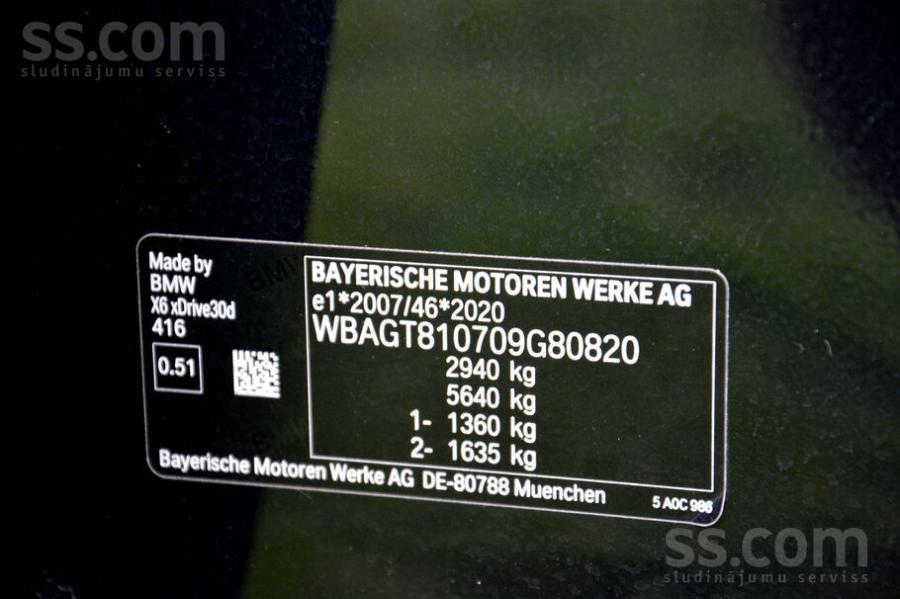 BMW X6 2021 Rīga, ar dzinēja tilpumu 3.00 L un nobraukumu 105 tūkst. km par 49500 €, foto 16 vietnē AUTOMOTO.COM.LV