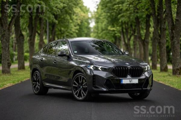 Grey BMW X6 2024 in Riga, with an engine capacity of 3.00 L and mileage of 53 thousand km for 91300 €, photo 1 on AUTOMOTO.COM.LV