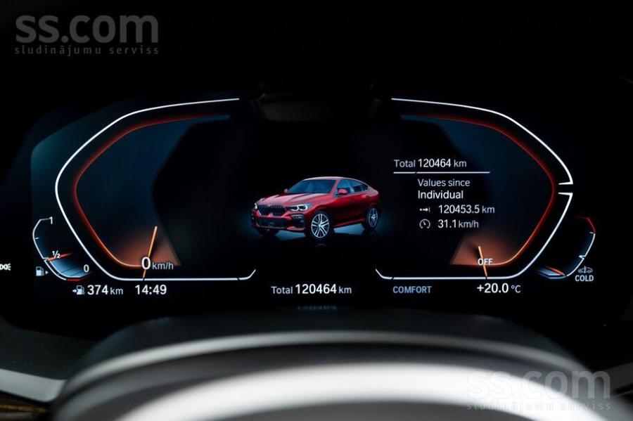 Red BMW X6 2021 in Riga, with an engine capacity of 3.00 L and mileage of 112 thousand km for 55000 €, photo 8 on AUTOMOTO.COM.LV