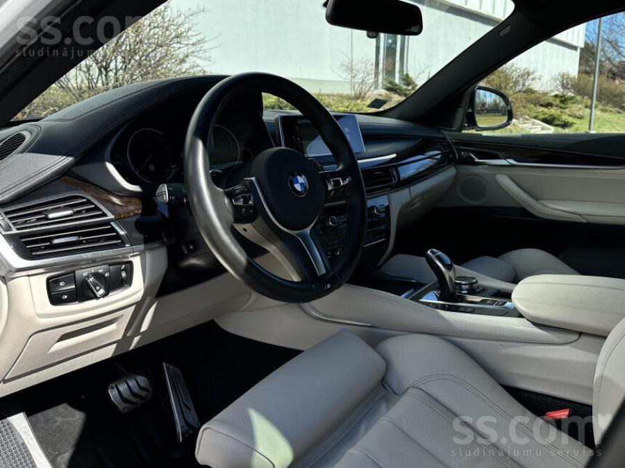 White BMW X6 2015 in Riga, with an engine capacity of 3.00 L and mileage of 185 thousand km for 23900 €, photo 10 on AUTOMOTO.COM.LV
