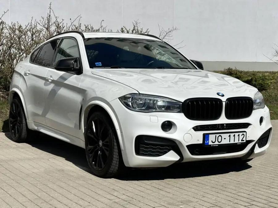 White BMW X6 2015 in Riga, with an engine capacity of 3.00 L and mileage of 185 thousand km for 21900 €, photo 4 on AUTOMOTO.COM.LV