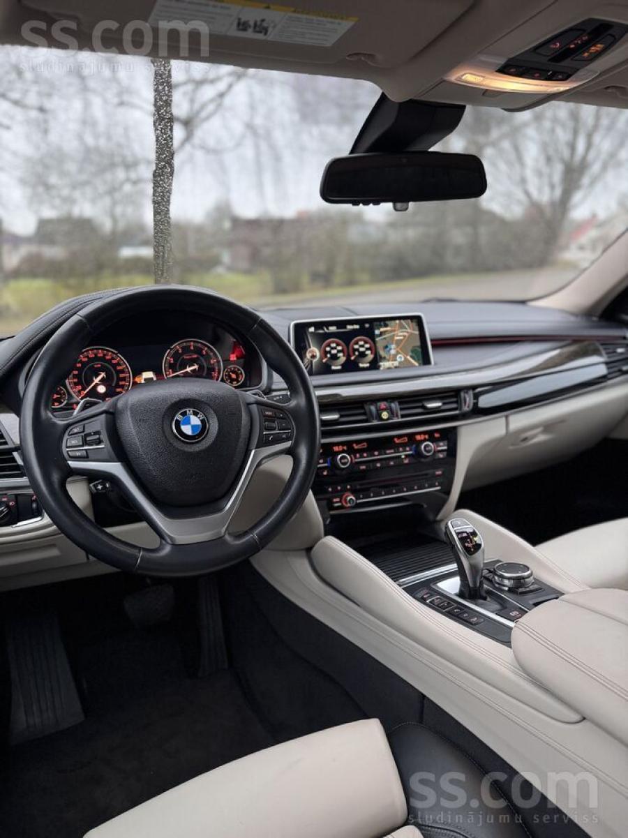 White BMW X6 2016 in Riga, with an engine capacity of 3.00 L and mileage of 218 thousand km for 23900 €, photo 9 on AUTOMOTO.COM.LV