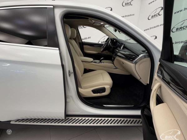 White BMW X6 2016 in Vilnius, with an engine capacity of 2.98 L and mileage of 143 thousand km for 19900 €, photo 5 on AUTOMOTO.COM.LV