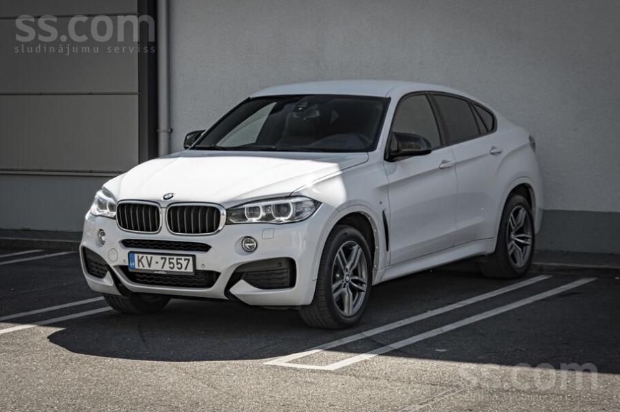 White BMW X6 2017 in Riga, with an engine capacity of 3.00 L and mileage of 150 thousand km for 25990 €, photo 1 on AUTOMOTO.COM.LV