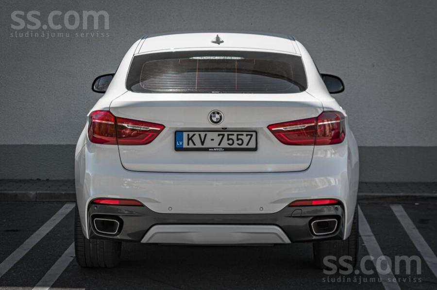 White BMW X6 2017 in Riga, with an engine capacity of 3.00 L and mileage of 150 thousand km for 25990 €, photo 6 on AUTOMOTO.COM.LV