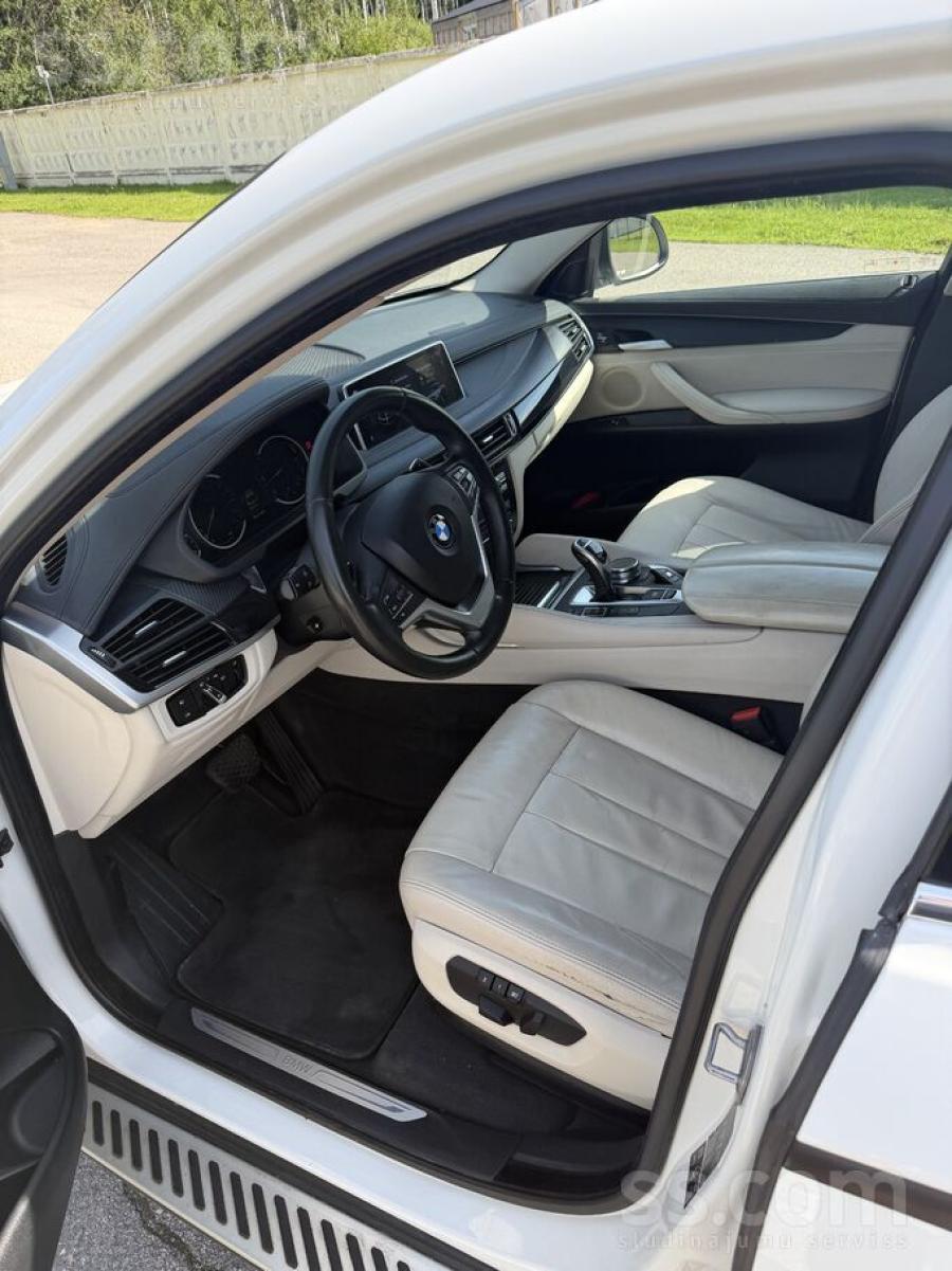 White BMW X6 2017 in Riga, with an engine capacity of 3.00 L and mileage of 180 thousand km for 23500 €, photo 10 on AUTOMOTO.COM.LV