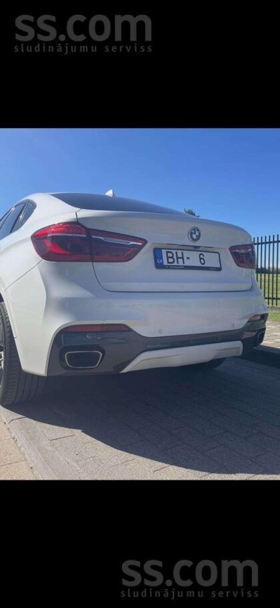 White BMW X6 2018 in Riga, with an engine capacity of 3.00 L and mileage of 220 thousand km for 22400 €, photo 4 on AUTOMOTO.COM.LV