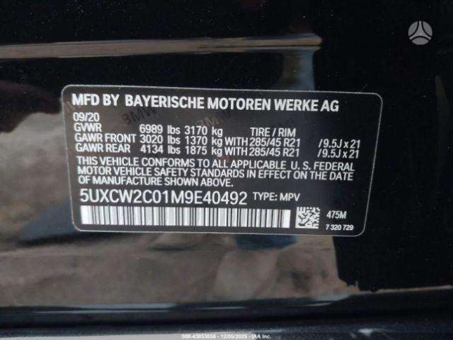 Black BMW X7 2021 in Klaipeda, with an engine capacity of 3.00 L and mileage of 75 thousand km for 19000 €, photo 9 on AUTOMOTO.COM.LV