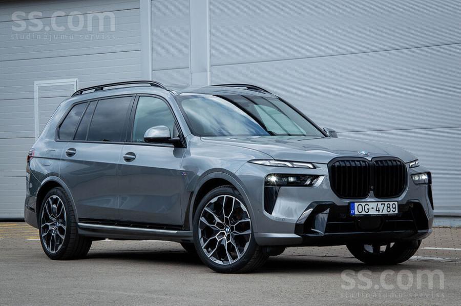 Grey BMW X7 2023 in Riga, with an engine capacity of 3.00 L and mileage of 63 thousand km for 84900 €, photo 1 on AUTOMOTO.COM.LV