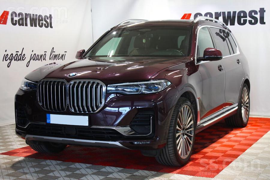 Red BMW X7 2019 in Riga, with an engine capacity of 3.00 L and mileage of 115 thousand km for 47500 €, photo 1 on AUTOMOTO.COM.LV