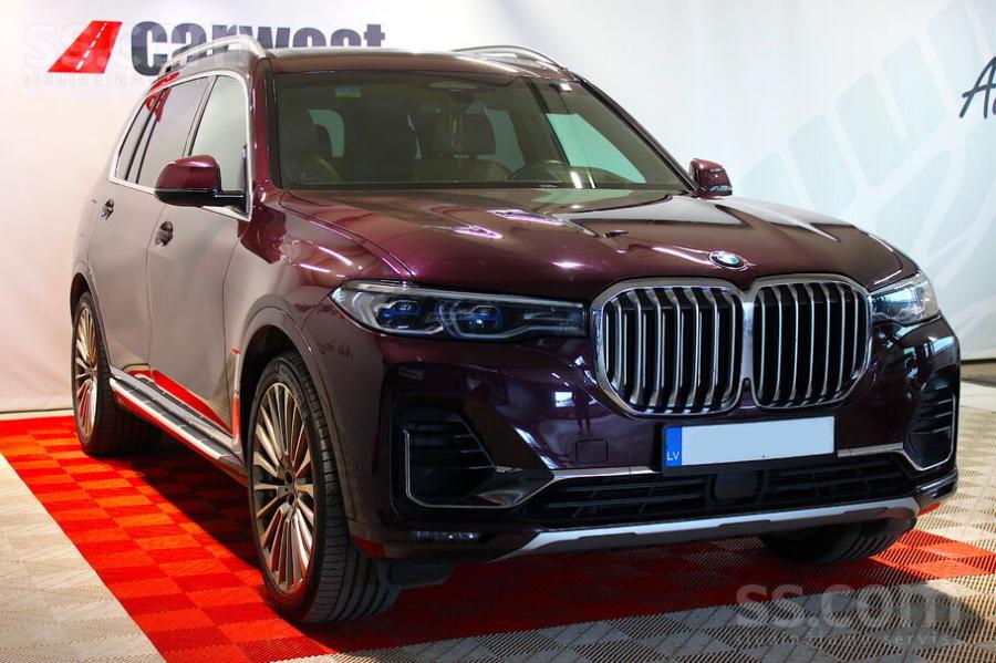 Red BMW X7 2019 in Riga, with an engine capacity of 3.00 L and mileage of 115 thousand km for 47500 €, photo 4 on AUTOMOTO.COM.LV