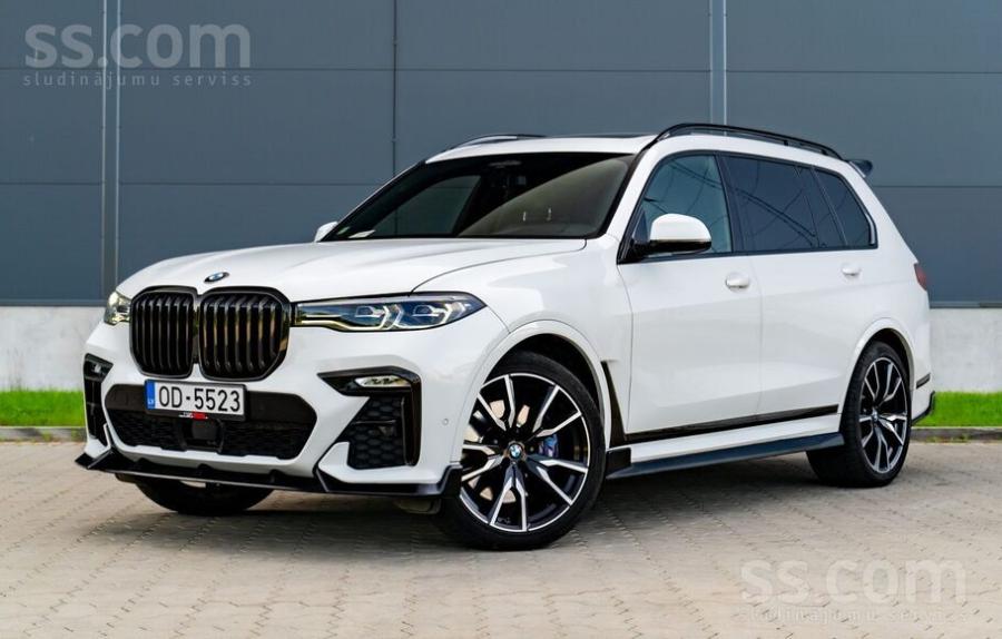 White BMW X7 2019 in Riga, with an engine capacity of 3.00 L and mileage of 89 thousand km for 50990 €, photo 1 on AUTOMOTO.COM.LV