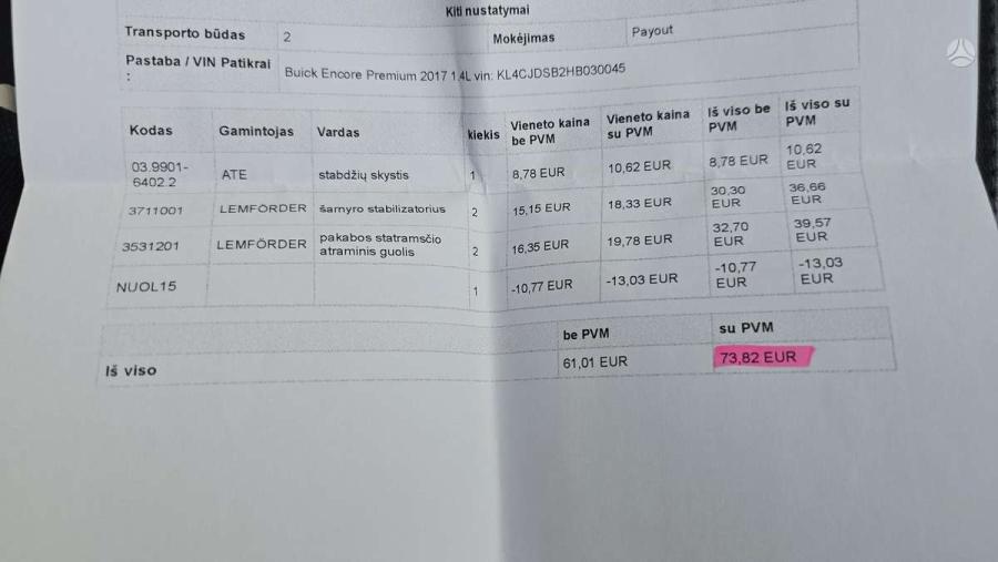 Blue Buick Encore 2017 in Klaipeda, with an engine capacity of 1.36 L and mileage of 87 thousand km for 9500 €, photo 31 on AUTOMOTO.COM.LV