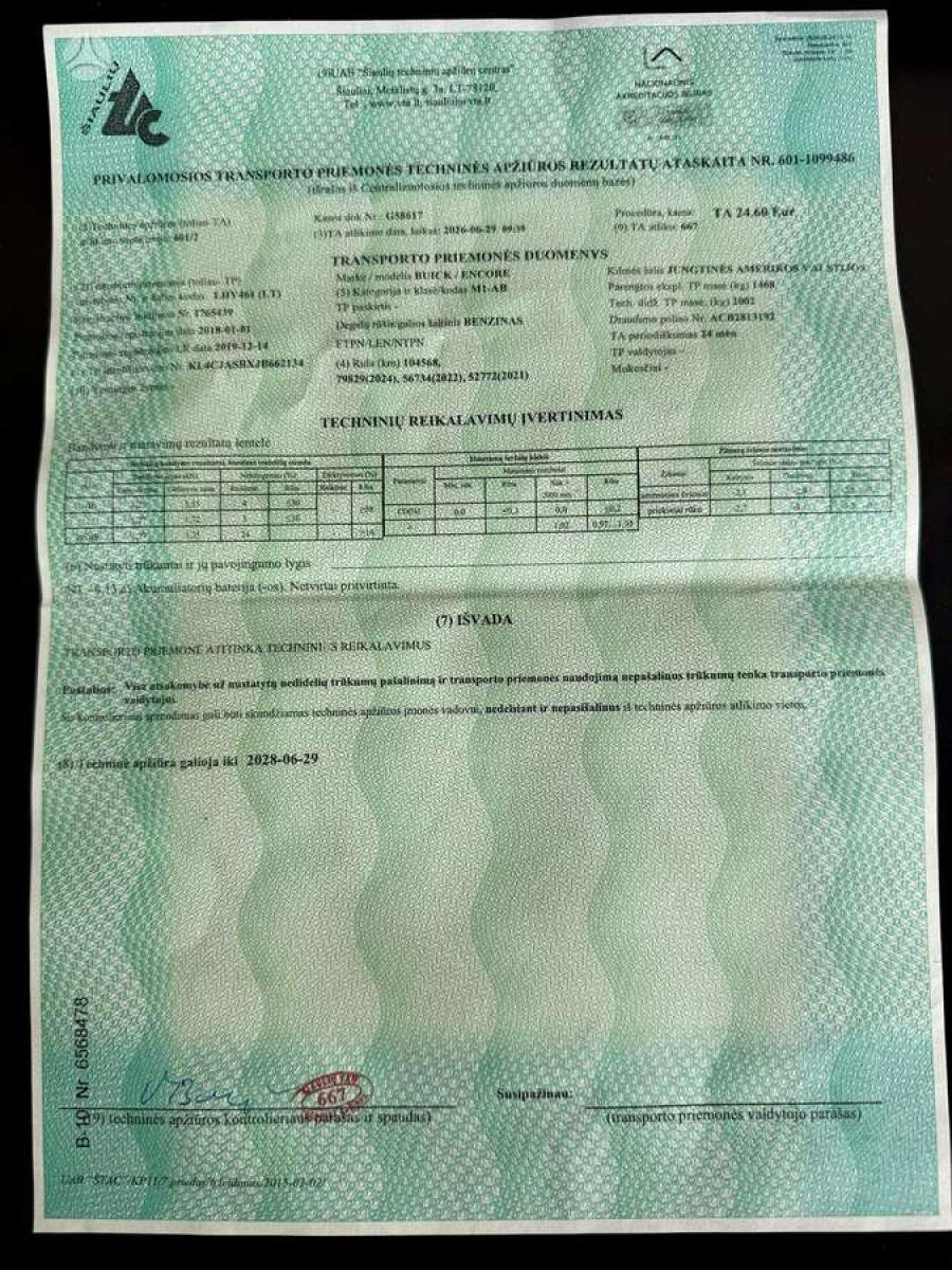 Синий Бьюик Энкоре 2018 в Шяуляй, объемом двигателя 1.36 л и пробегом 106 тыс. км за 9500 €, фото 29 на AUTOMOTO.COM.LV