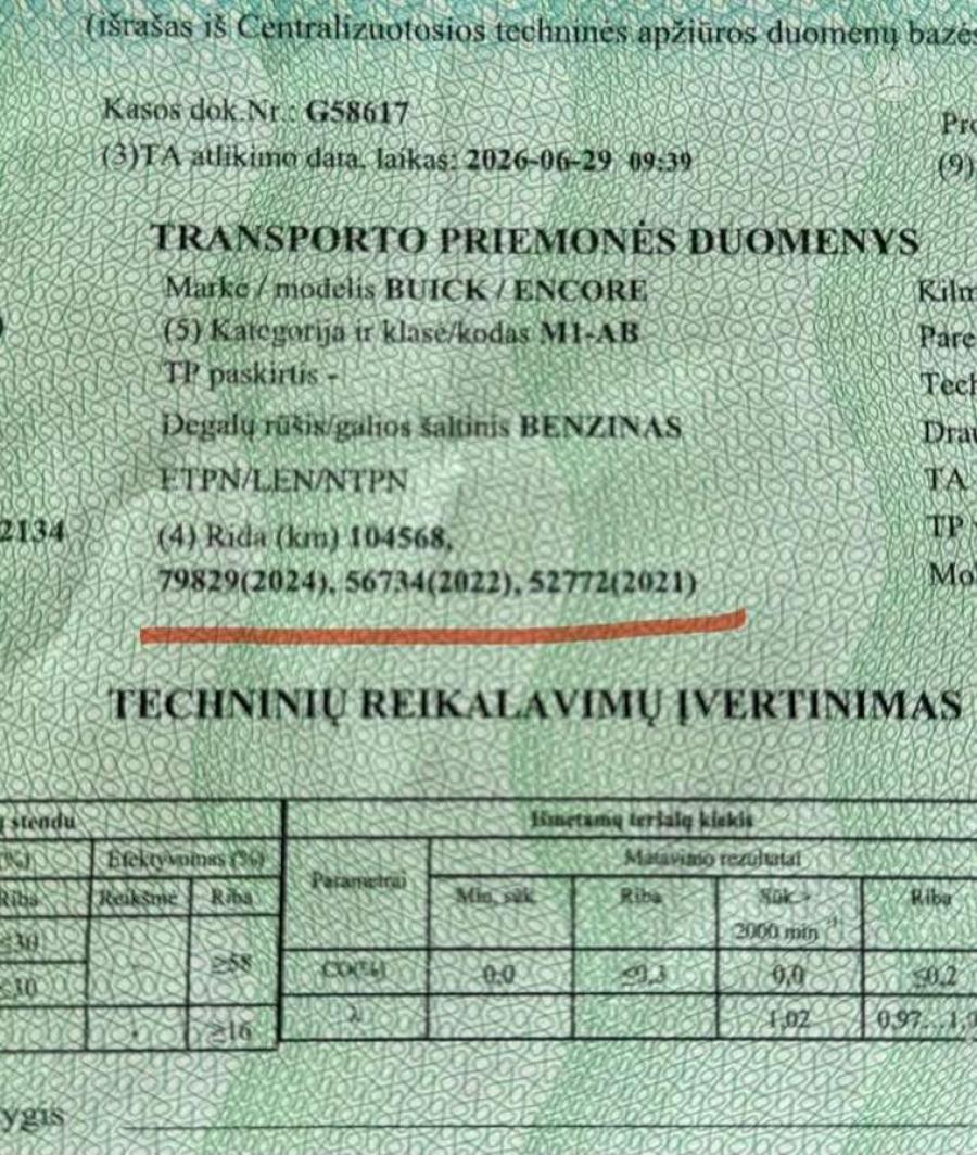 Синий Бьюик Энкоре 2018 в Шяуляй, объемом двигателя 1.36 л и пробегом 106 тыс. км за 9500 €, фото 30 на AUTOMOTO.COM.LV