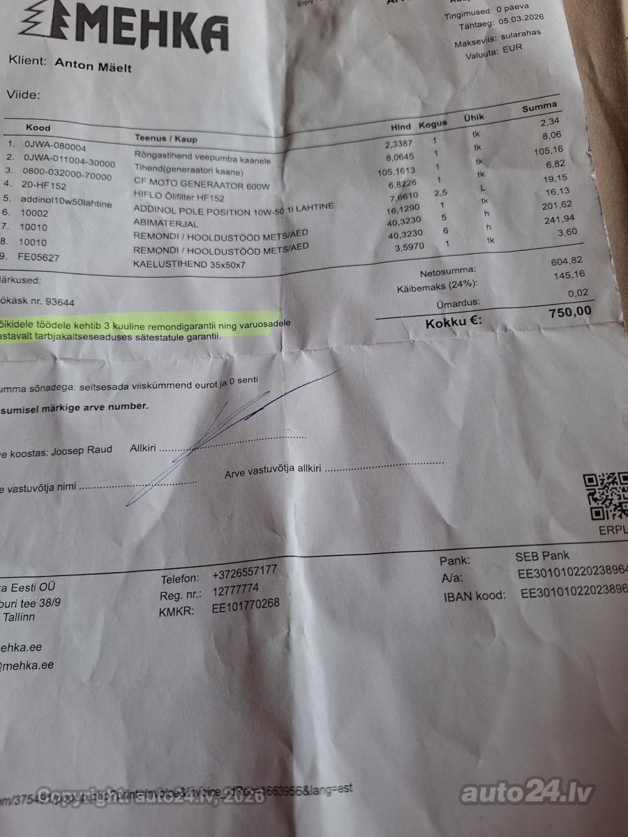 Черный CFMOTO CFORCE 1000 2023 в Таллин, объемом двигателя 0.96 л и пробегом 3 тыс. км за 8500 €, фото 10 на AUTOMOTO.COM.LV