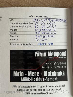 Oranžs CFMOTO CFORCE 1000 2019 Tallina, ar dzinēja tilpumu 1.00 L un nobraukumu 2 tūkst. km par 7700 €, foto 16 vietnē AUTOMOTO.COM.LV