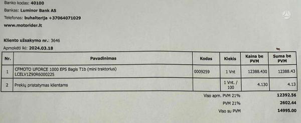 Melns CFMOTO UFORCE 1000 2023 Viļņa, ar dzinēja tilpumu 1.00 L un nobraukumu 0 tūkst. km par 15500 €, foto 9 vietnē AUTOMOTO.COM.LV