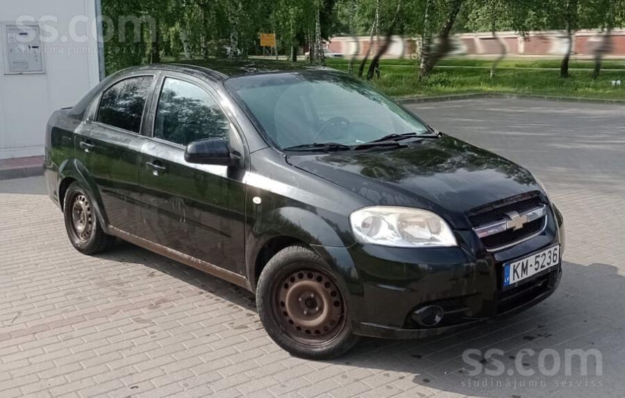 Black Chevrolet Aveo 2008 in Riga, with an engine capacity of 1.40 L and mileage of 203 thousand km for 680 €, photo 1 on AUTOMOTO.COM.LV