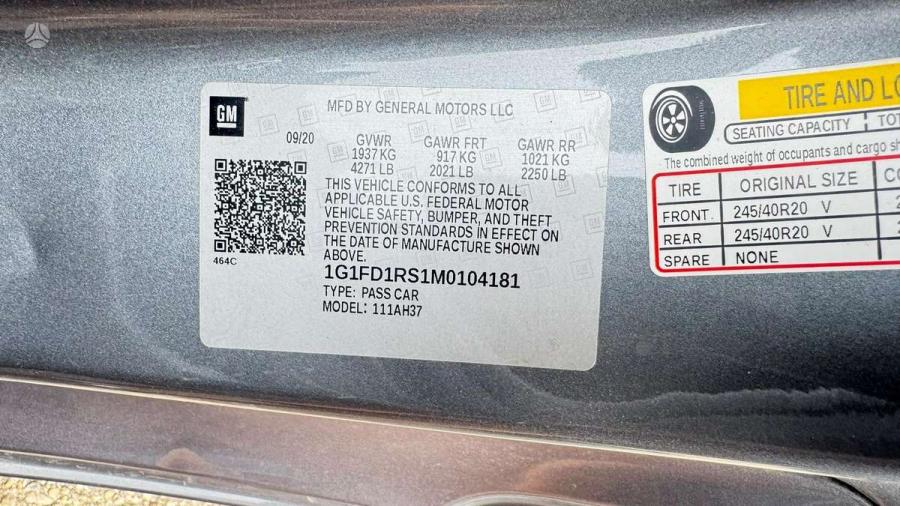 Pelēks Chevrolet Camaro 2021 Ukmergė, ar dzinēja tilpumu 3.60 L un nobraukumu 89 tūkst. km par 8799 €, foto 16 vietnē AUTOMOTO.COM.LV