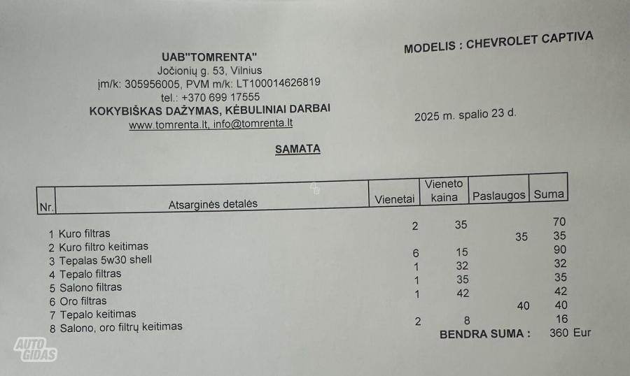 Black Chevrolet Captiva 2012 in Vilnius, with an engine capacity of 2.20 L and mileage of 153 thousand km for 5680 €, photo 20 on AUTOMOTO.COM.LV