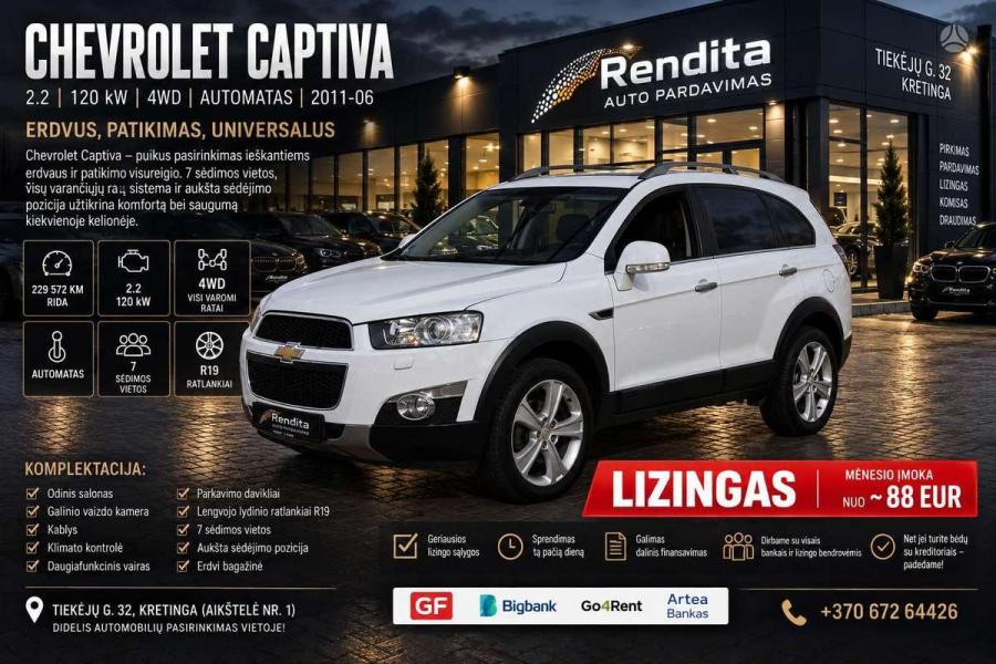 White Chevrolet Captiva 2011 in Kretinga, with an engine capacity of 2.20 L and mileage of 230 thousand km for 6299 €, photo 42 on AUTOMOTO.COM.LV
