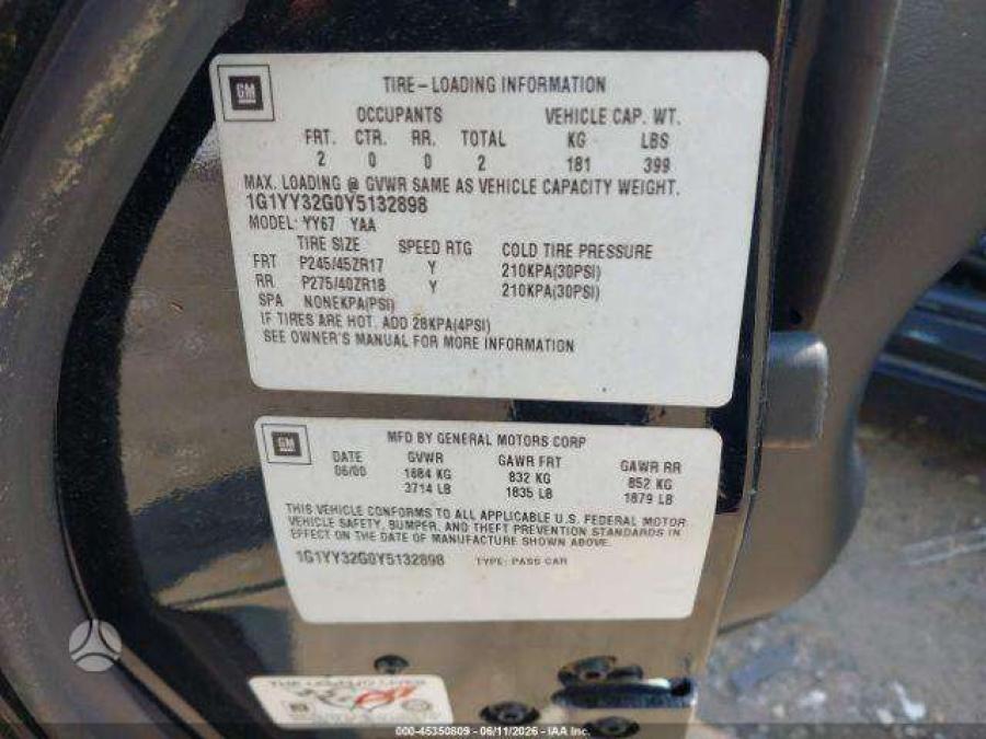 Melns Chevrolet Corvette 2000 Klaipėda, ar dzinēja tilpumu 0.00 L un nobraukumu 101 tūkst. km par 6800 €, foto 10 vietnē AUTOMOTO.COM.LV