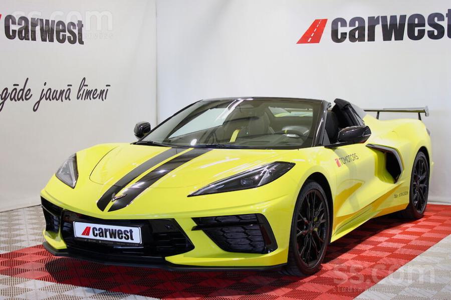 Yellow Chevrolet Corvette 2025 in Riga, with an engine capacity of 6.20 L and mileage of 1 thousand km for 109000 €, photo 1 on AUTOMOTO.COM.LV