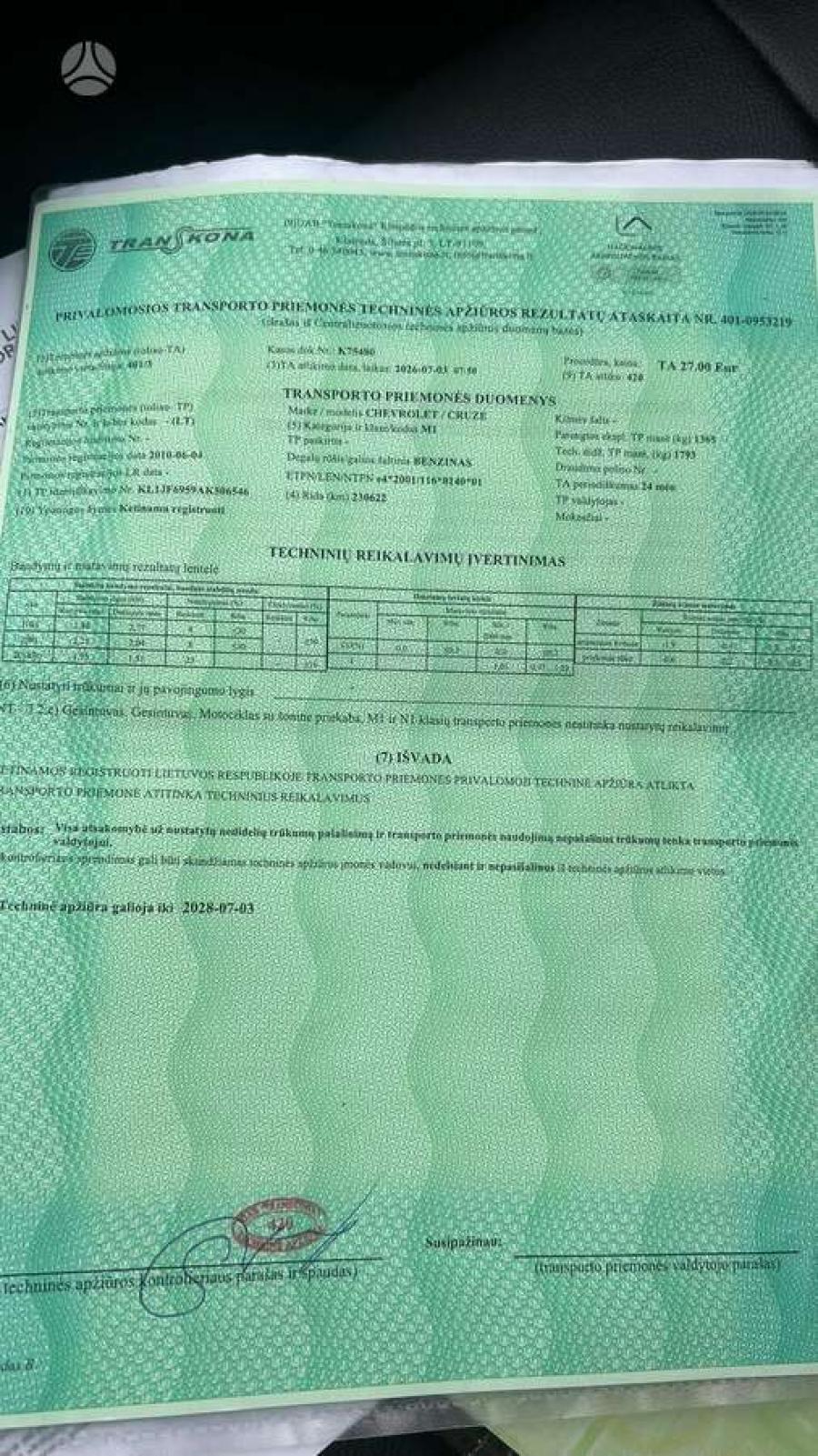 Черный Шевроле Круз 2010 в Клайпеда, объемом двигателя 1.80 л и пробегом 231 тыс. км за 3500 €, фото 14 на AUTOMOTO.COM.LV
