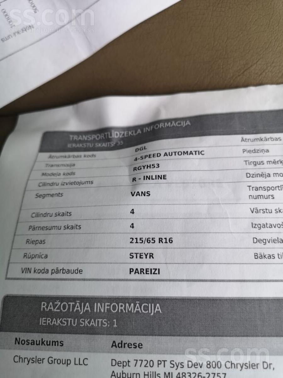 Синий Крайслер Гранд Вояджер 2006 в Елгава, объемом двигателя 2.80 л и пробегом 0 тыс. км за 2200 €, фото 16 на AUTOMOTO.COM.LV