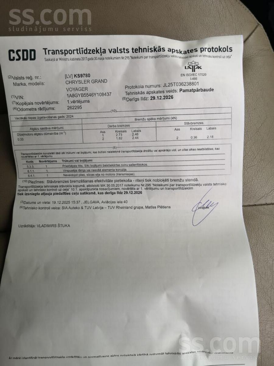 Синий Крайслер Гранд Вояджер 2006 в Елгава, объемом двигателя 2.80 л и пробегом 0 тыс. км за 2200 €, фото 28 на AUTOMOTO.COM.LV