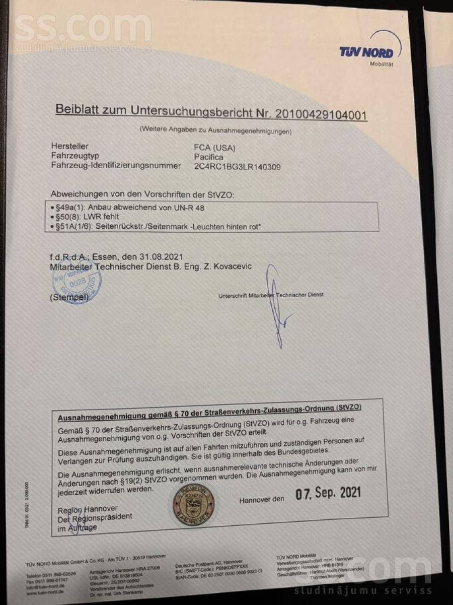 Черный Крайслер Пасифик 2019 в Рига, объемом двигателя 3.60 л и пробегом 132 тыс. км за 16700 €, фото 11 на AUTOMOTO.COM.LV