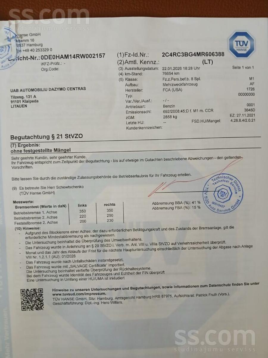 Melns Chrysler Pacifica 2021 Rīga, ar dzinēja tilpumu 3.60 L un nobraukumu 78 tūkst. km par 29900 €, foto 27 vietnē AUTOMOTO.COM.LV