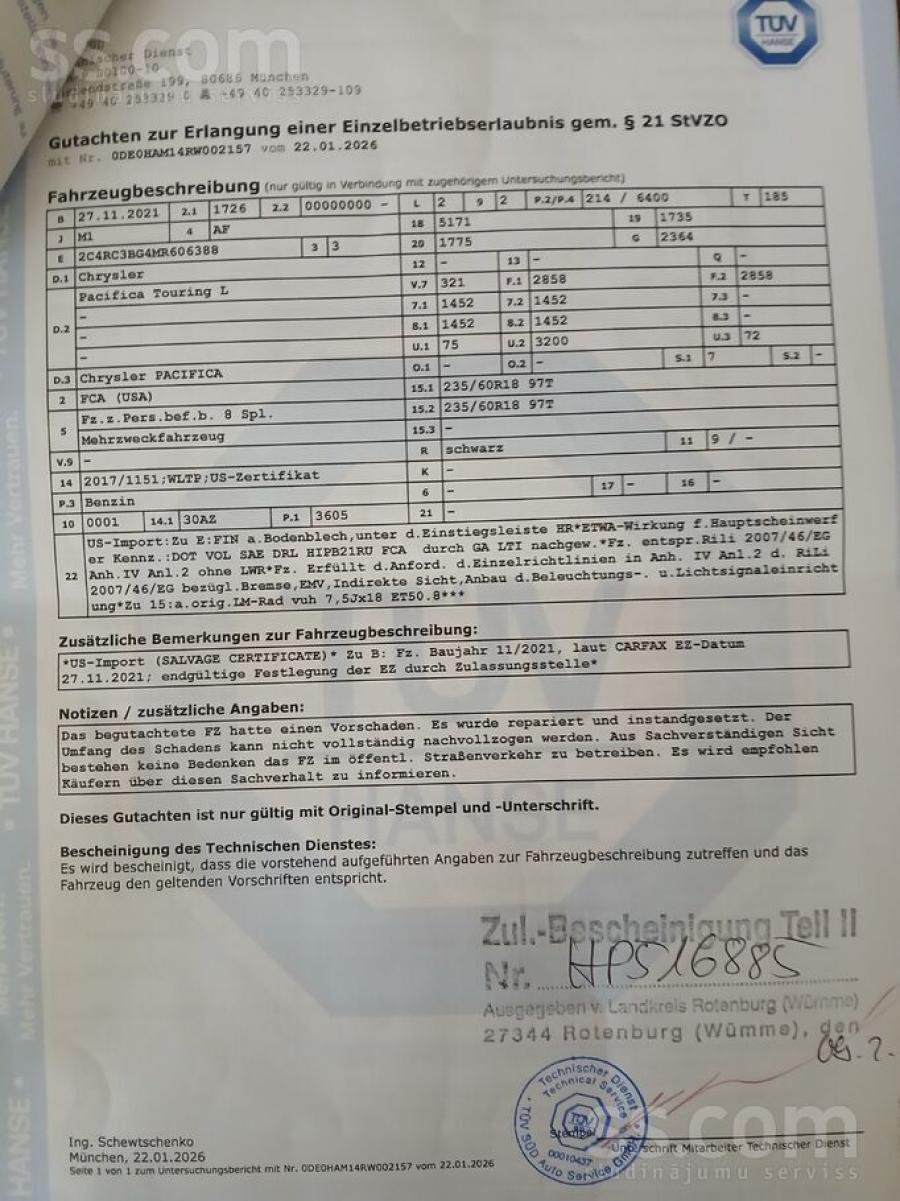 Melns Chrysler Pacifica 2021 Rīga, ar dzinēja tilpumu 3.60 L un nobraukumu 78 tūkst. km par 29900 €, foto 28 vietnē AUTOMOTO.COM.LV