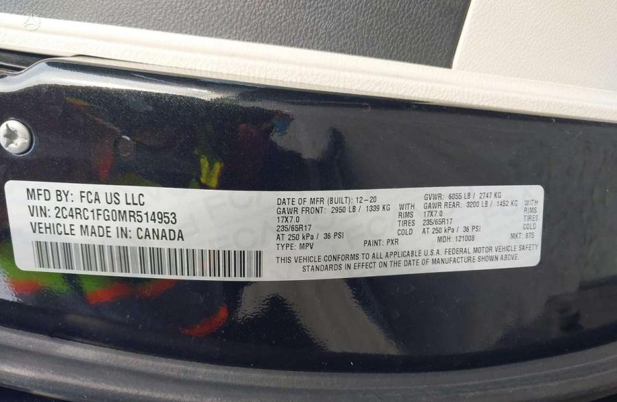 Melns Chrysler Pacifica 2021 Viļņa, ar dzinēja tilpumu 3.61 L un nobraukumu 246 tūkst. km par 12200 €, foto 20 vietnē AUTOMOTO.COM.LV