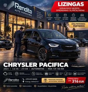 Black Chrysler Pacifica 2021 in Kretinga, with an engine capacity of 3.61 L and mileage of 129 thousand km for 22699 €, photo 42 on AUTOMOTO.COM.LV