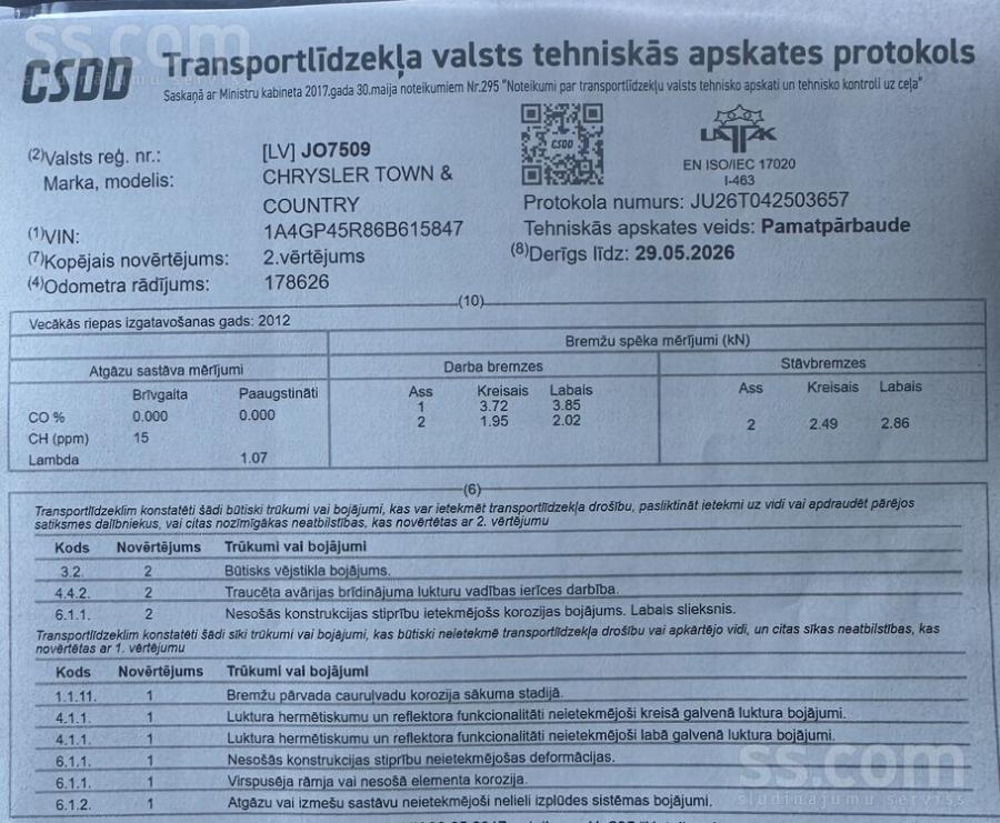 Zaļš Chrysler town-&-country 2006 Rīga, ar dzinēja tilpumu 3.30 L un nobraukumu 179 tūkst. km par 800 €, foto 21 vietnē AUTOMOTO.COM.LV