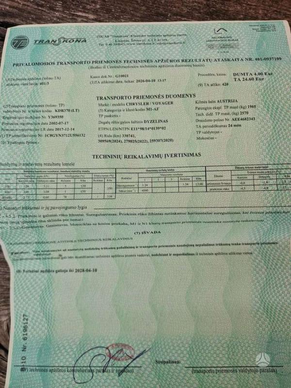 Zils Chrysler Voyager 2002 Plungė, ar dzinēja tilpumu 2.50 L un nobraukumu 334 tūkst. km par 1150 €, foto 7 vietnē AUTOMOTO.COM.LV