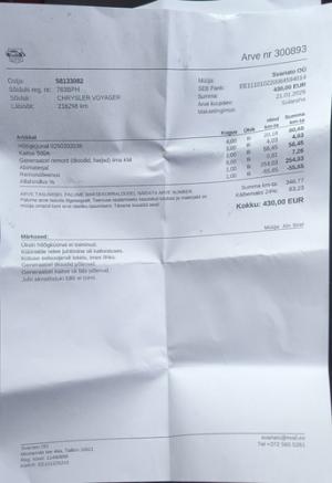 Pelēks Chrysler Voyager 2007 Tallina, ar dzinēja tilpumu 2.50 L un nobraukumu 216 tūkst. km par 1700 €, foto 15 vietnē AUTOMOTO.COM.LV