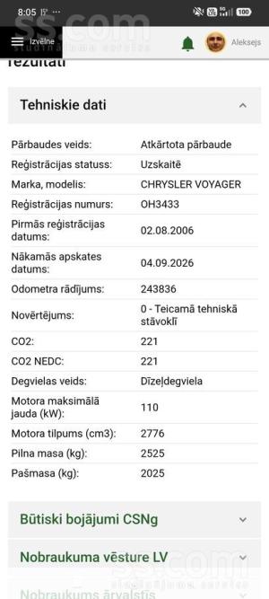 Крайслер Вояджер 2006 в Рига, объемом двигателя 2.80 л и пробегом 244 тыс. км за 3600 €, фото 11 на AUTOMOTO.COM.LV