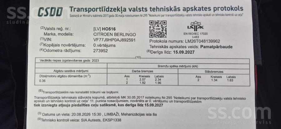 Черный Ситроен Берлинго 2011 в Лимбажи, объемом двигателя 1.60 л и пробегом 274 тыс. км за 5800 €, фото 19 на AUTOMOTO.COM.LV