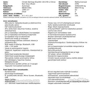 Melns Citroen Berlingo 2019 Tartu, ar dzinēja tilpumu 1.50 L un nobraukumu 96 tūkst. km par 14900 €, foto 18 vietnē AUTOMOTO.COM.LV