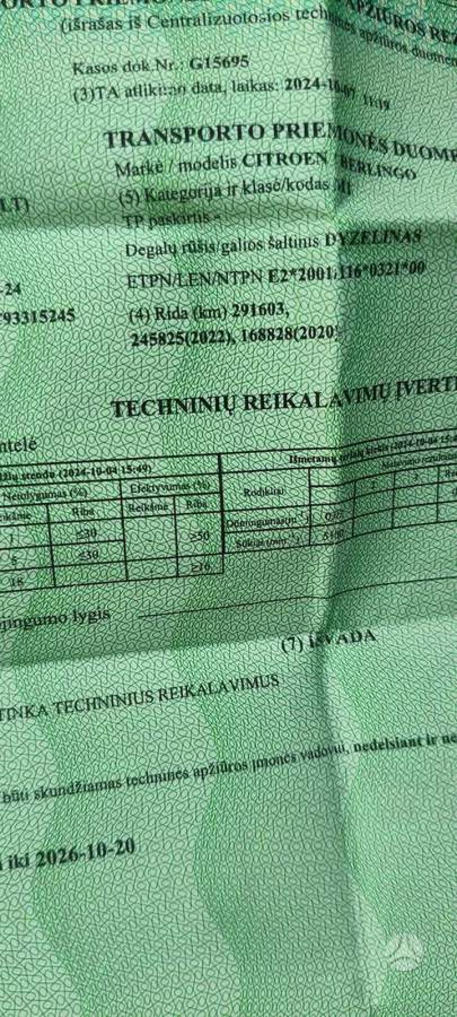 Ситроен Берлинго 2006 в Вильнюс, объемом двигателя 1.60 л и пробегом 300 тыс. км за 1300 €, фото 31 на AUTOMOTO.COM.LV