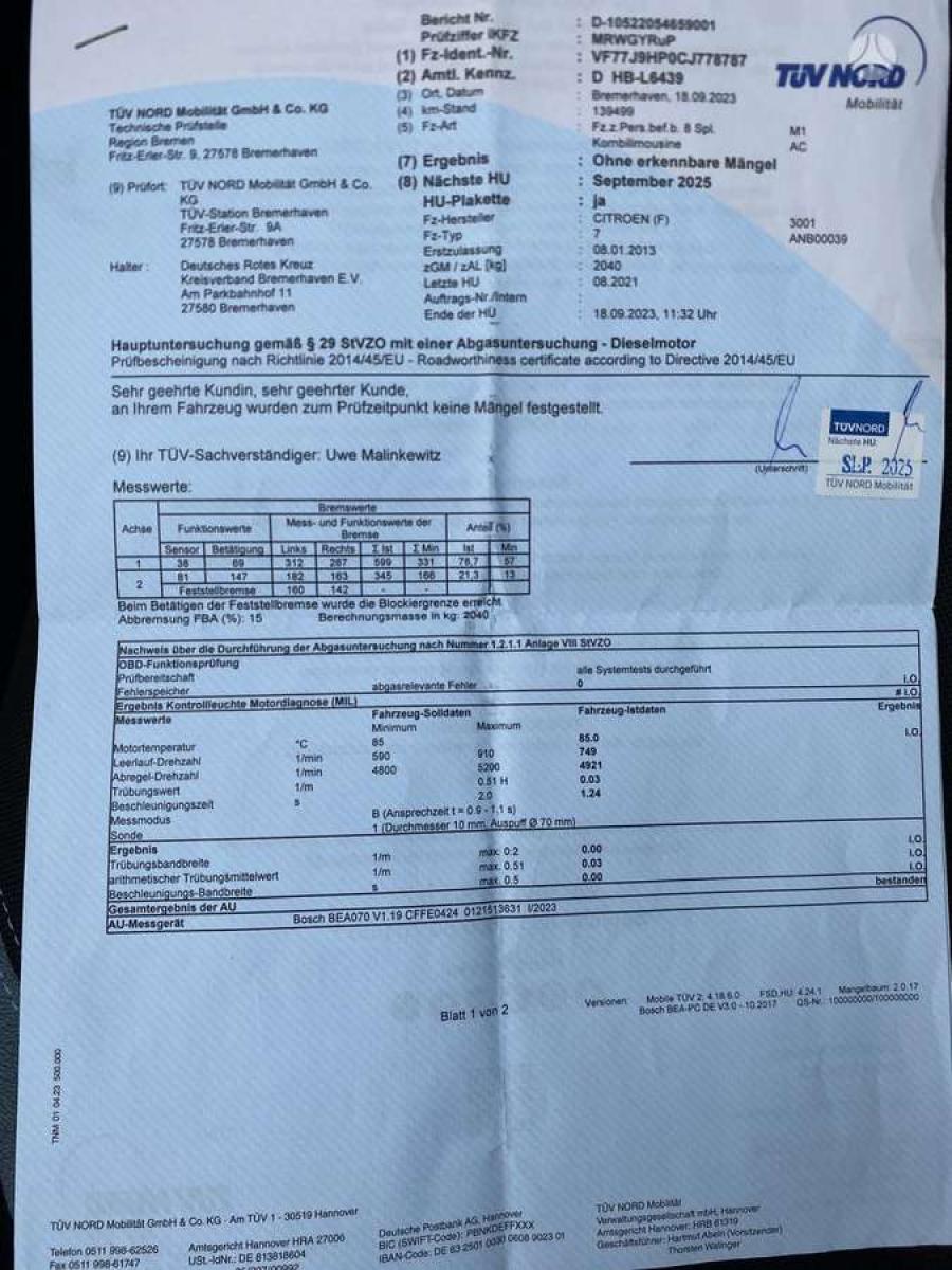 White Citroen Berlingo 2013 in Birzai, with an engine capacity of 1.56 L and mileage of 185 thousand km for 3450 €, photo 8 on AUTOMOTO.COM.LV