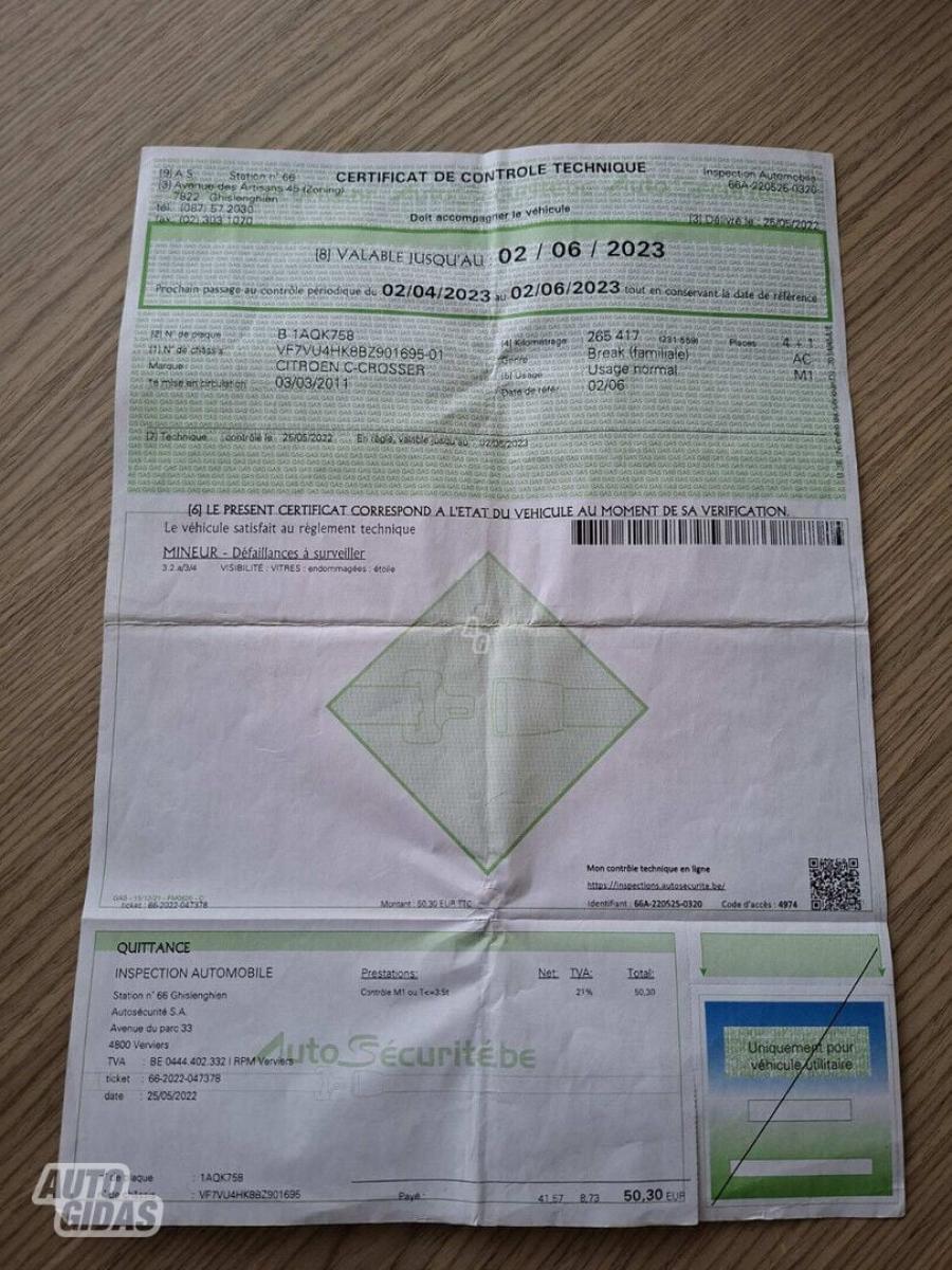 Black Citroen C-Crosser 2011 in Siauliai, with an engine capacity of 2.20 L and mileage of 268 thousand km for 5300 €, photo 25 on AUTOMOTO.COM.LV