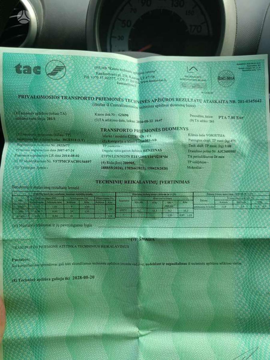Melns Citroen C1 2007 Kauņa, ar dzinēja tilpumu 1.00 L un nobraukumu 201 tūkst. km par 1500 €, foto 12 vietnē AUTOMOTO.COM.LV
