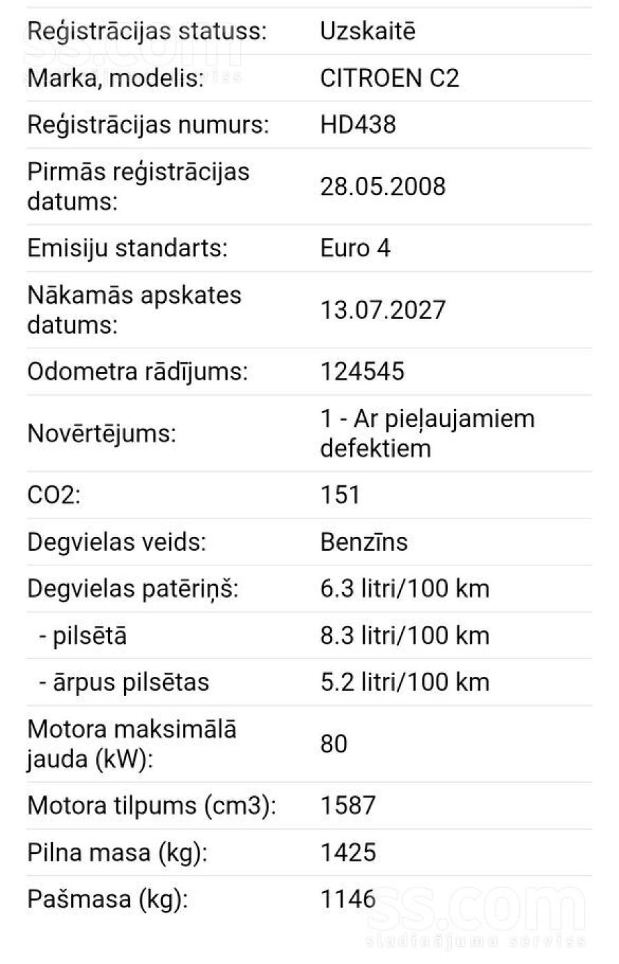 Красный Ситроен С2 2008 в Елгава, объемом двигателя 1.60 л и пробегом 124 тыс. км за 1550 €, фото 18 на AUTOMOTO.COM.LV