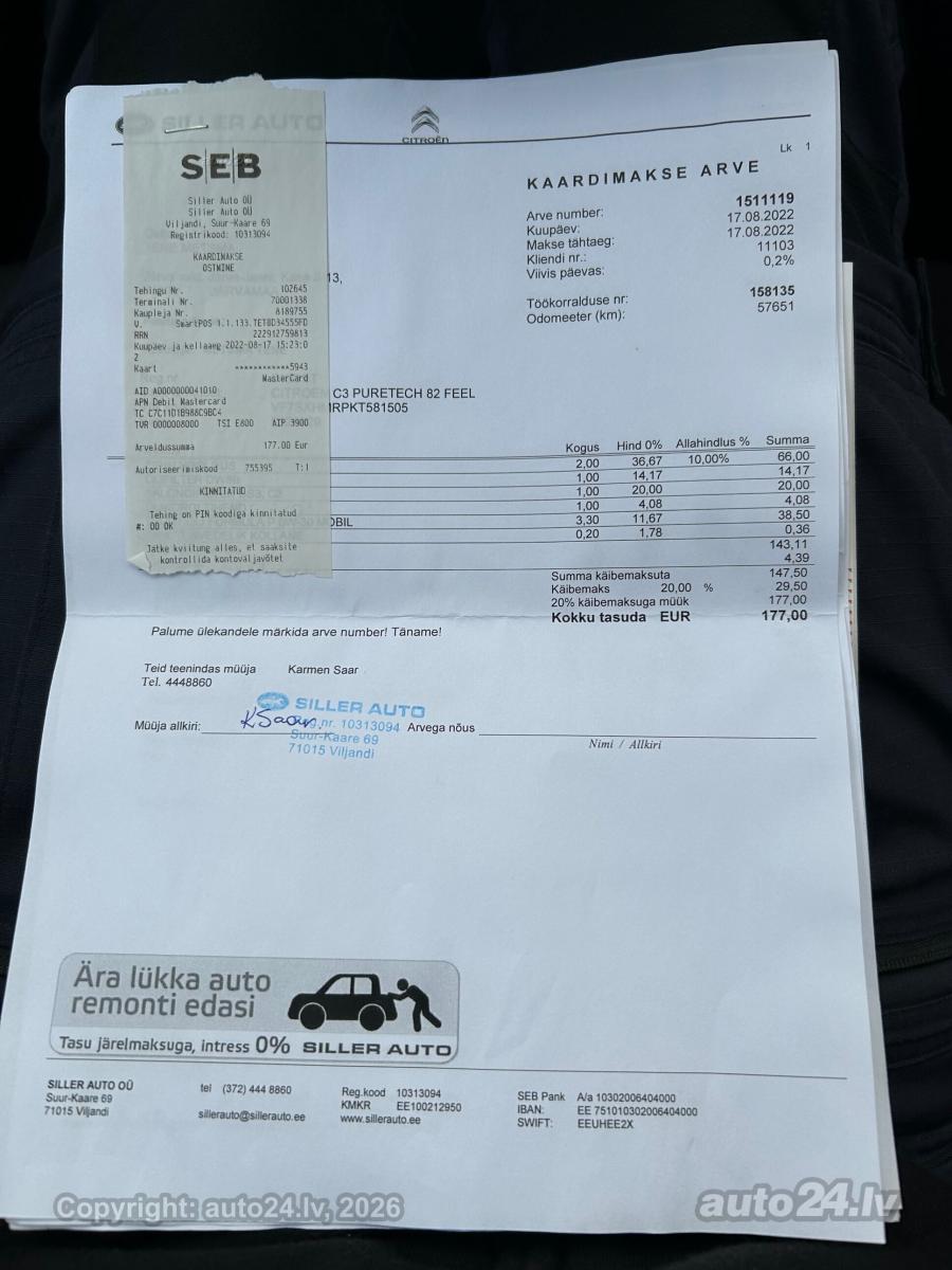 Красный Ситроен С3 2019 в Таллин, объемом двигателя 1.20 л и пробегом 132 тыс. км за 7000 €, фото 26 на AUTOMOTO.COM.LV
